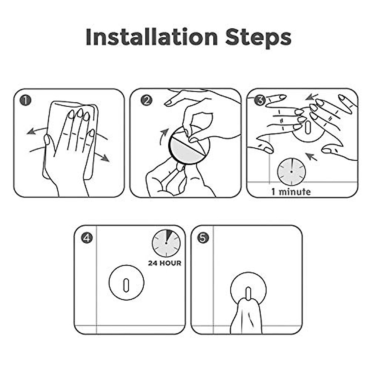 SouLips Adhesive Hooks, Self Adhesive Black Wall Mount Hanger for Key Robe Coat Towel, Heavy Duty Super Strong Stainless Steel Hooks for Kitchen Bathroom Toilet, No Drill No Screw, Waterproof, 4 Pack