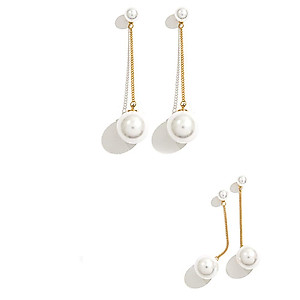 YERTTER Women Vintage Gold Pearl Statement Dangle Earrings Long Big Pearls Drop Earrings for Women