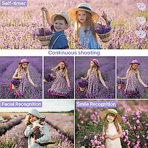 AUTPIRLF Digital Camera for Kids, 1080P Mini with Lanyard 44MP Point and Shoot Camera, Anti-Shake Vlogging 16X Zoom, Small Boys Girls Teens Students(Purple) (DC403)