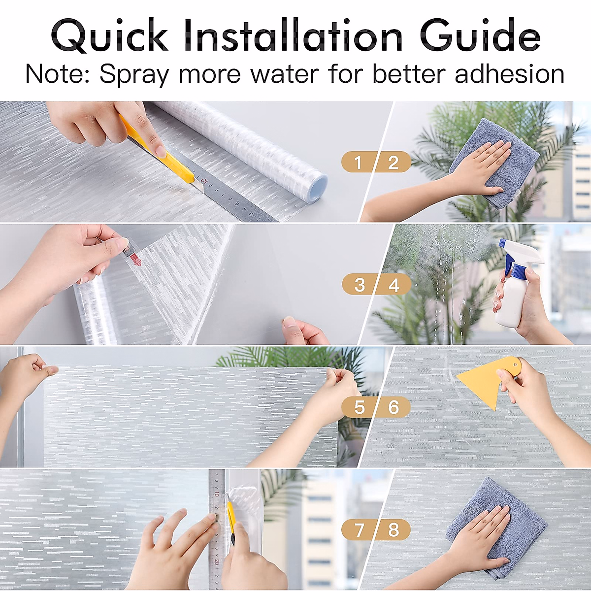Haton Window Privacy Film, Frosted Glass Static Cling Sun Heat Blocking Window Clings, Frosting Opaque Coverings, Vinyl Removable Stickers Tint for Home Door Office, Non Adhesive 17.5" x 78.7"