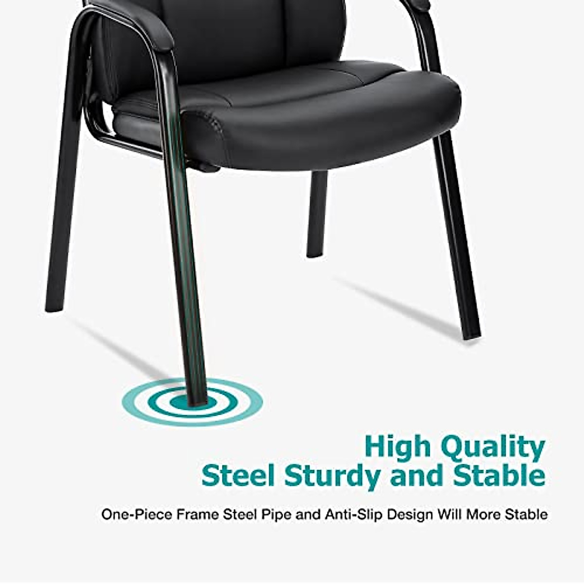 edx Waiting Room Chairs - Reception Chairs Office Guest Chairs Set of 2, Conference Room Chairs Lobby Chairs with Padded Arms, PU Leather Executive Office Desk Chair No Wheels