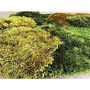 lzteck Patchwork,Abstract,Geometric Shag, Artificial Grass Area Rug, Fake Grass Moss Tundra Rugs, Fluffy Kids Toddles Carpets, Living Room,Nursery Mats,Balcony,Patio Rugs 2.6x3.9ft