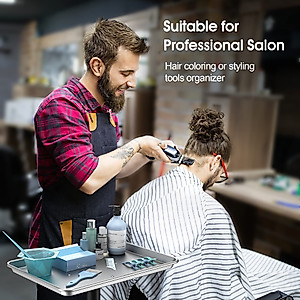 Premium Aluminum Instrument Salon Tray Tattoo Rolling Tray Station-Silver