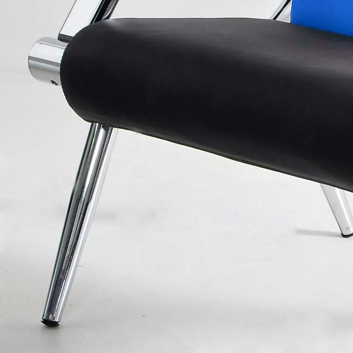 Waiting Room Chair with Armrest 1 Seat Blue Black PU Leather Office Furniture Guest Seating Lobby Conference Reception Chair Visitor Guest Sofa for Office Airport Clinic Hospital Bank Salon Barber