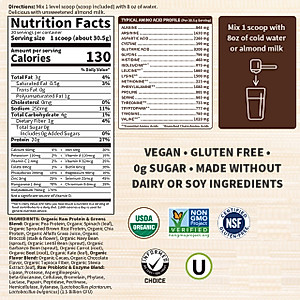 Garden of Life Raw Organic Protein & Greens - Chocolate - Vegan Protein Powder for Women and Men, Plant Protein, Pea Protein, Greens & Probiotics - Dairy Free, Gluten Free Low Carb Shake, 20 Servings