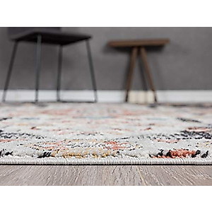 Abani 7'9" x 10'2" Grey & Beige Medallion Area Rug, Azure Collection Classic Accent Rug Rugs