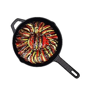 Megamaster 10-inch Round Pre-Seasoned Cast Iron Skillet Pan, Grill Accessory, Camping Cooking Accessory 630-0009P