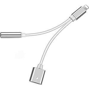 iPhone Aux Adapter Dongle, [Apple MFi Certified] Headphones Adapter for iPhone, 2 in 1 Lightning to 3.5mm AUX Audio & Charger Splitter Adapter for iPhone 14/13/12/11/XS/XR/X 8/7, Support All iOS