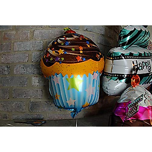 Happy Birthday Large Foil Balloon set - (6 pack) Cake, cupcake, ice cream cone, ice cream bowl, pink candy, blue candy by Par-T