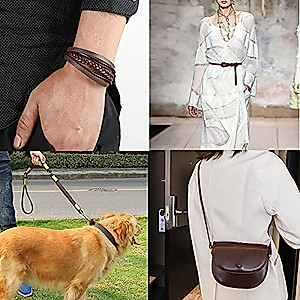 picheng Leather Strap Dark Brown 1 Inch Wide 72 Inches Long, Leather belt Strips Very Suitable for Pet Collars, Traction Ropes,Belts, Keychains, Leather Watch Straps DIY Craft Projects (Dark Brown)