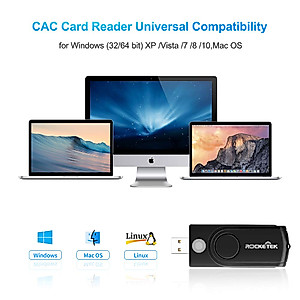 Smart Card Reader, 4 in 1 USB SIM Card Adapter, Identiv Credit ID CAC Card Reader Military, Common Access Card Reader, SIM/MMC/RS&4.0/SDHC/SDXC/SD/TF/Micro SD Card for Windows, Linux/Unix, MacOS X