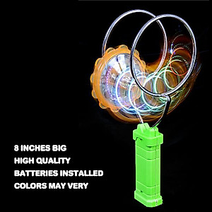 Retro Gyro Wheel Toy with Rail Twirler by ArtCreativity – 8'' Gyro Toy and 8.5'' Magic Rail Twirler – Fun Spinning and Flashing Light Sensory Toy – Great Gift for Boys and Girls