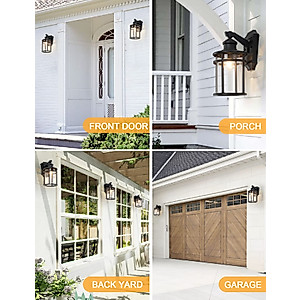 KXIEMRS 2-Pack Dusk to Dawn Sensor Outdoor Wall Lantern, Exterior Wall Mount Light Fixture, Matte Black Metal Wall Sconce with Clear Glass, E26 Base Waterproof for Backyard, Entryway, Garage, Garden…