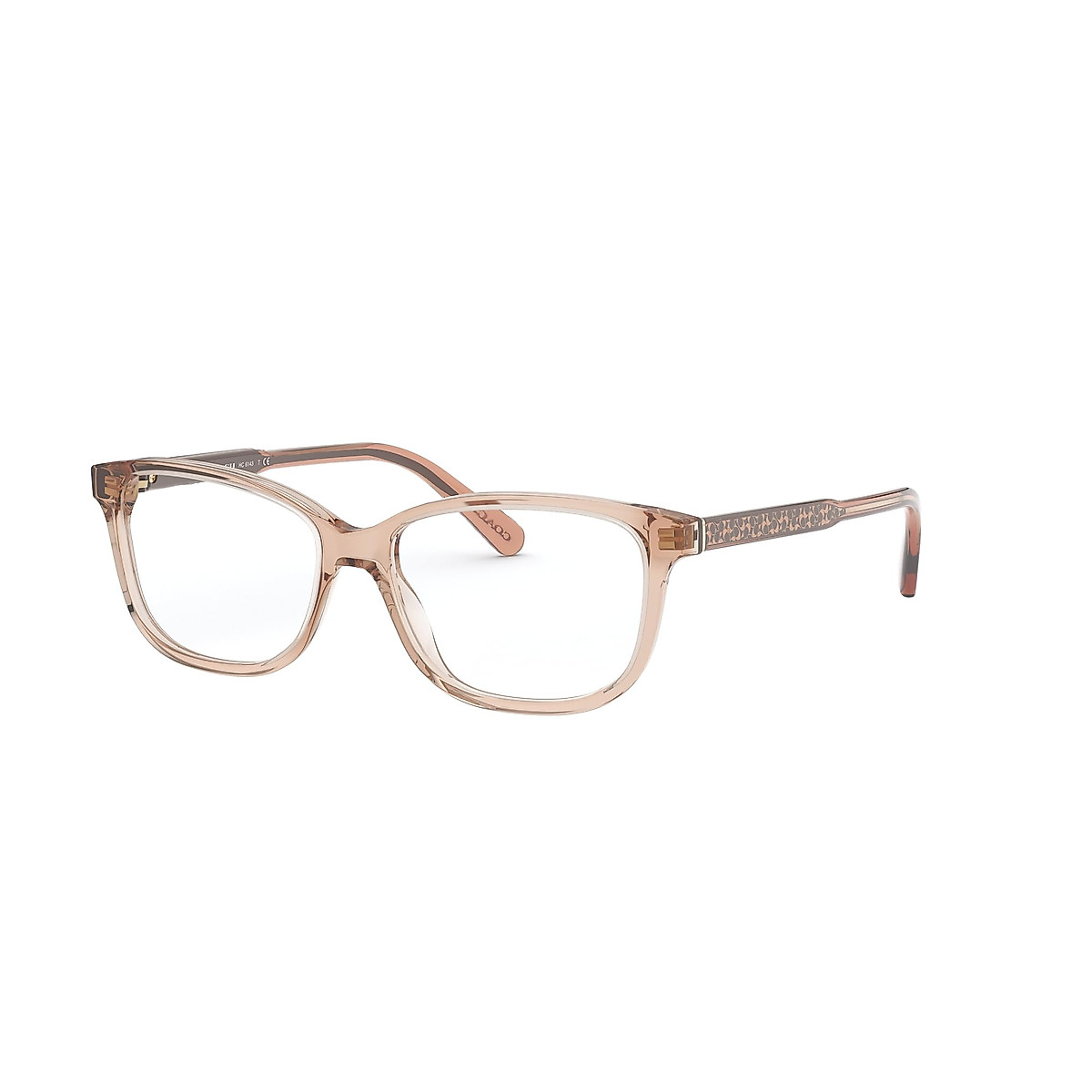 Coach HC6143 Prescription Eyewear Frames, Transparent Peach/Demo Lens, 52 mm