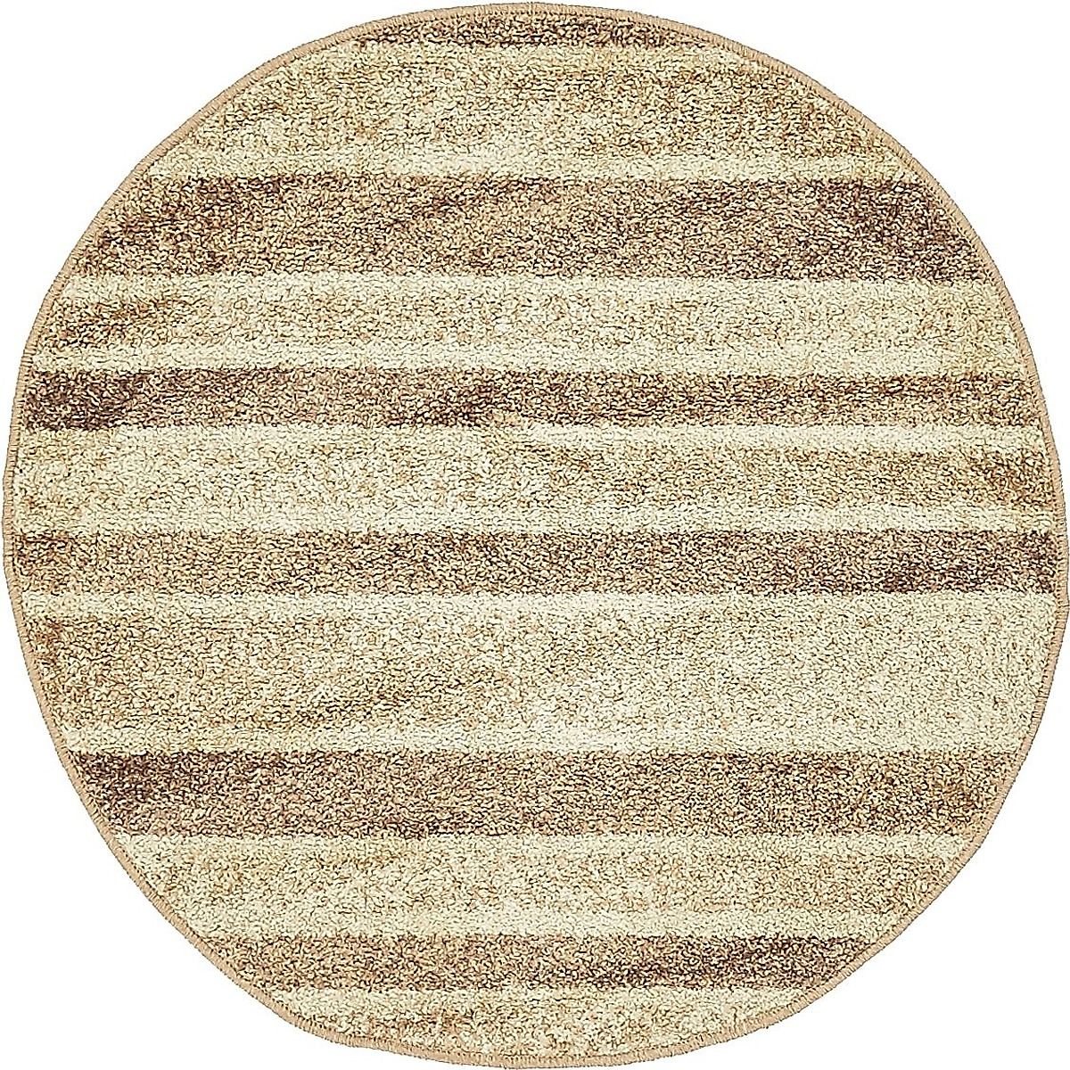 Unique Loom Autumn Collection Warm Toned Casual Striped Beige Round Rug (3' 3 x 3' 3)