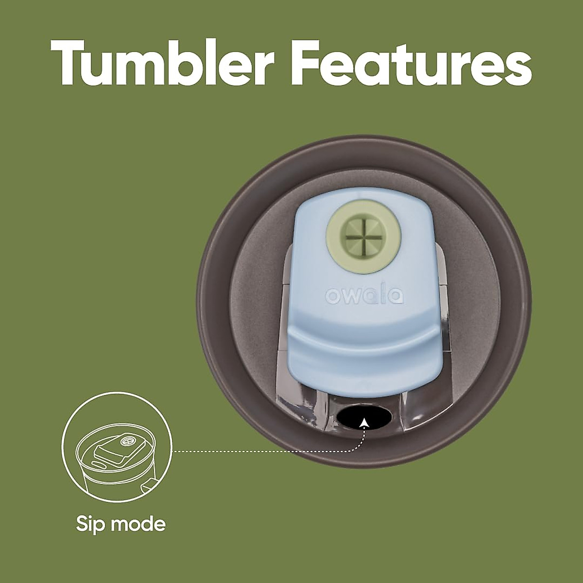 Owala Stainless Steel Triple Layer Insulated Travel Tumbler with Spill Resistant Lid and Straw, BPA Free, 24 oz, Brown/Green (Brave Adventures)