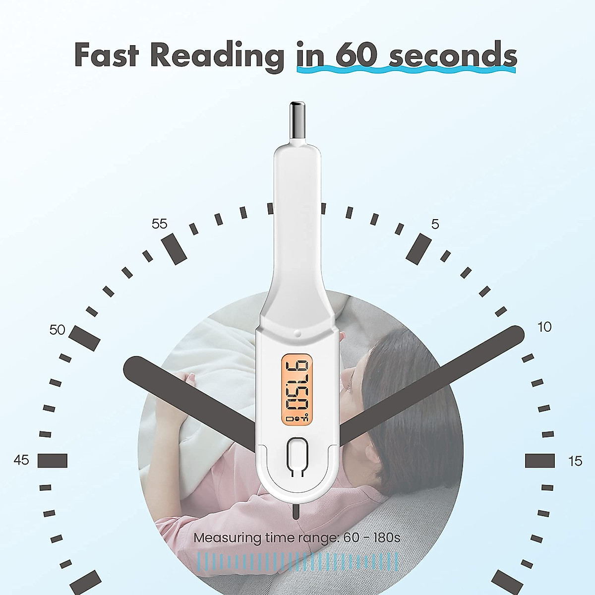 Femometer Basal Body Thermometer, Basal Thermometer for Ovulation, BBT for Fertility Tracking, Soft Backlight and Memory Recall, FM-VC-301(White)