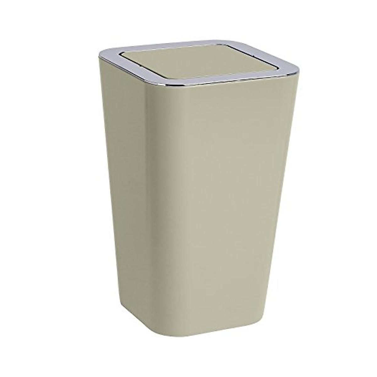 WENKO Small Trash Can with Lid, Swing Lid, Mini Waste Basket, Garbage Can, Stylish Garbage Bin for Bathroom, Bedroom, Kitchen, 1.6 Gallon, 7.1 x 11.2 x 7.1 in, Taupe