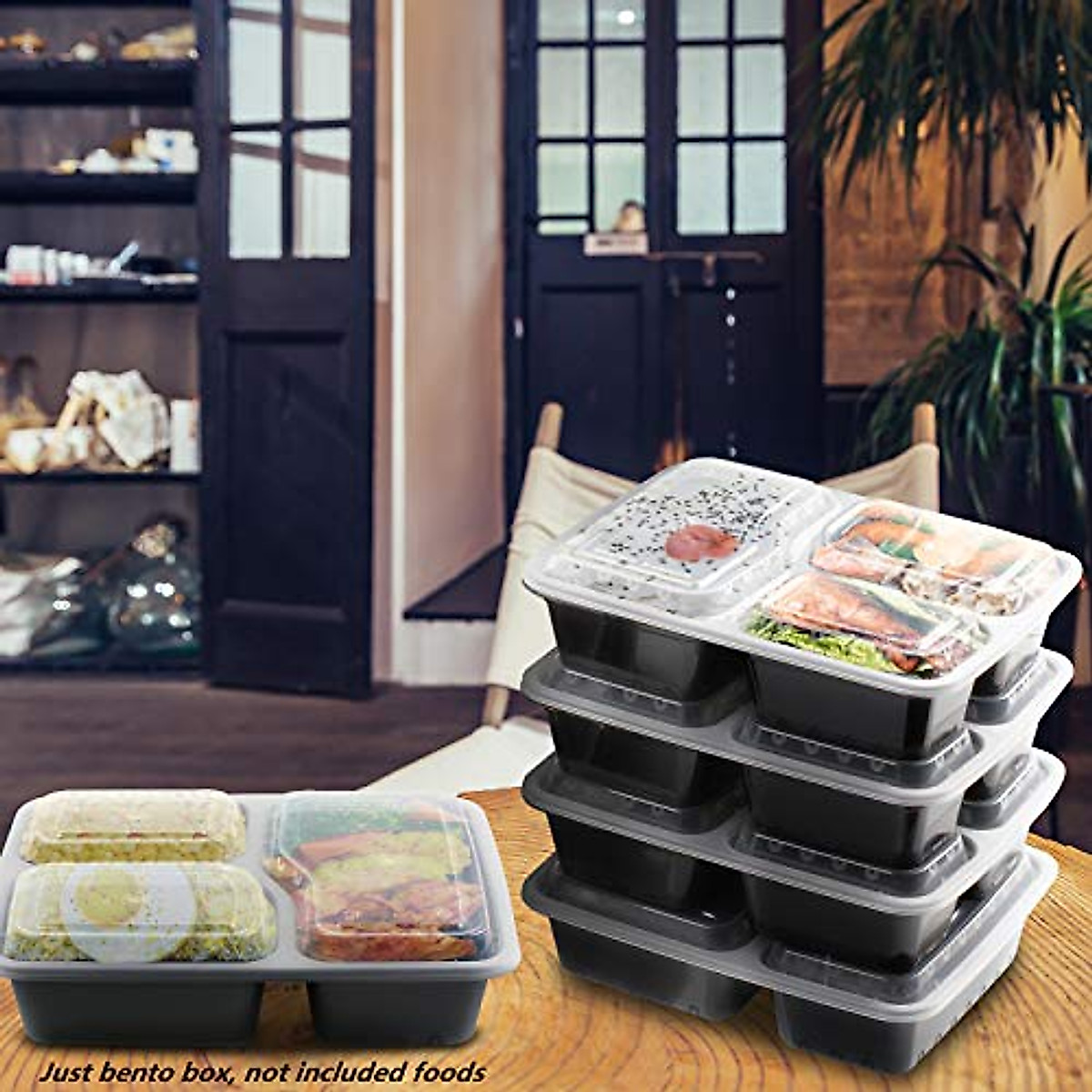 Pinshion 20 Pack Meal Prep Containers 3 Compartment Bento Box 1050ML/ 36 OZ Microwavable Food Containers with lids, Food Storage Containers, Durable Plastic Reusable Food Storage Containers