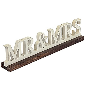 Vintage Mr and Mrs Sign for Wedding Table 16", Distressed White Boho Wedding Decorations for Reception, Ceremony Outside, Rustic Mr & Mrs Wedding Decor for Wedding Shower Anniversary Valentine's Day