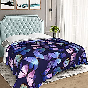 Nmbvcxz Butterfly Throw Blanket Cozy Flannel Fleece Blanket Air Conditioning Blanket for Living Rooms Sofa 50"x40"