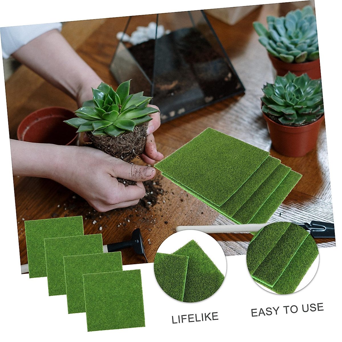 GANAZONO 16 pcs Fairy Grass Outdoor Grass Tiles Craft Decor Artificial Garden Grass Outdoor Area Rug Artificial Lawn Decoration Turf Grass Patio Turf Mat Fake Greenery Flaky Artificial Tree