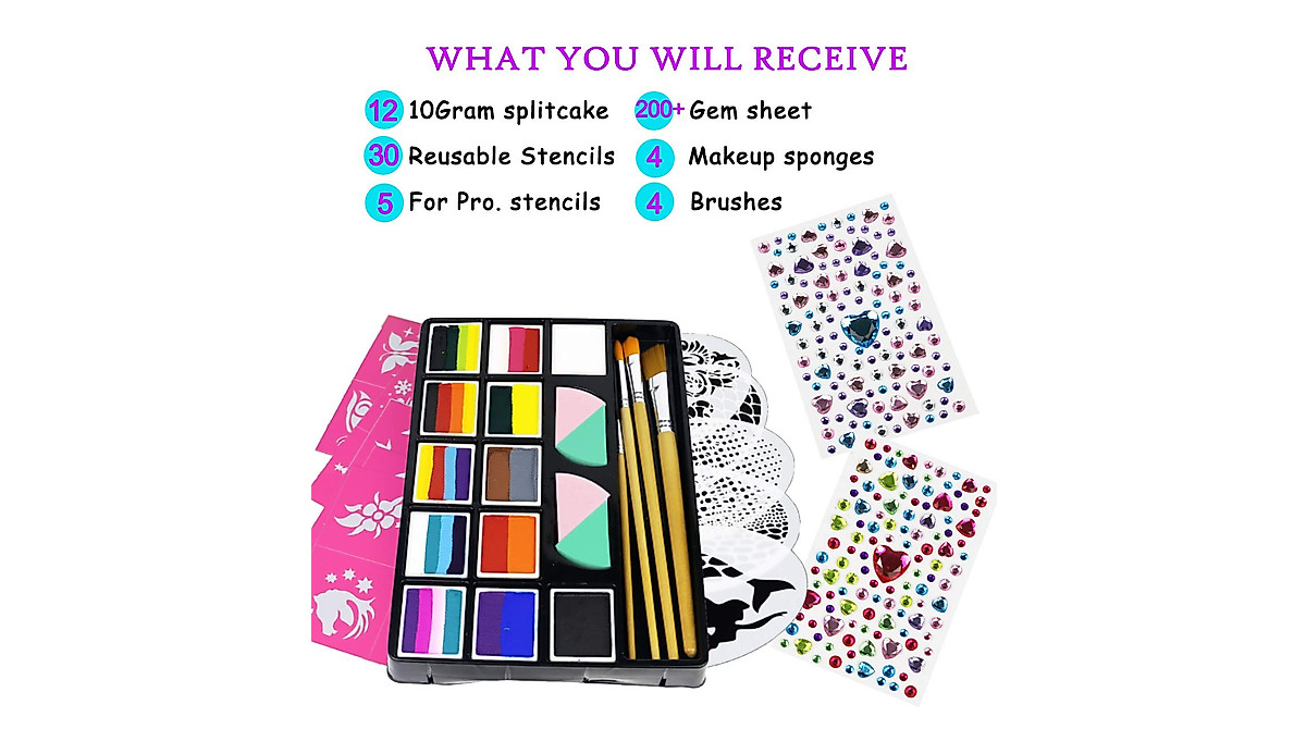 Bowitzki Professional Face Painting Kit - Non-Toxic Fun