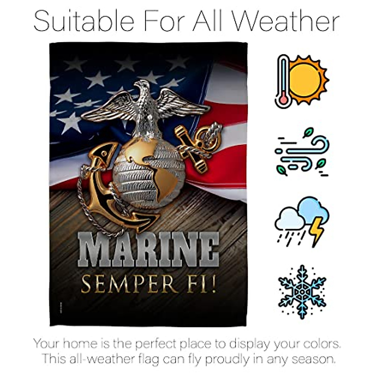 Marine Semper Fi Garden Flag - Armed Forces USMC United State American Military Veteran Retire Official - House Decoration Banner Small Yard Gift Double-Sided Made In USA 13 X 18.5