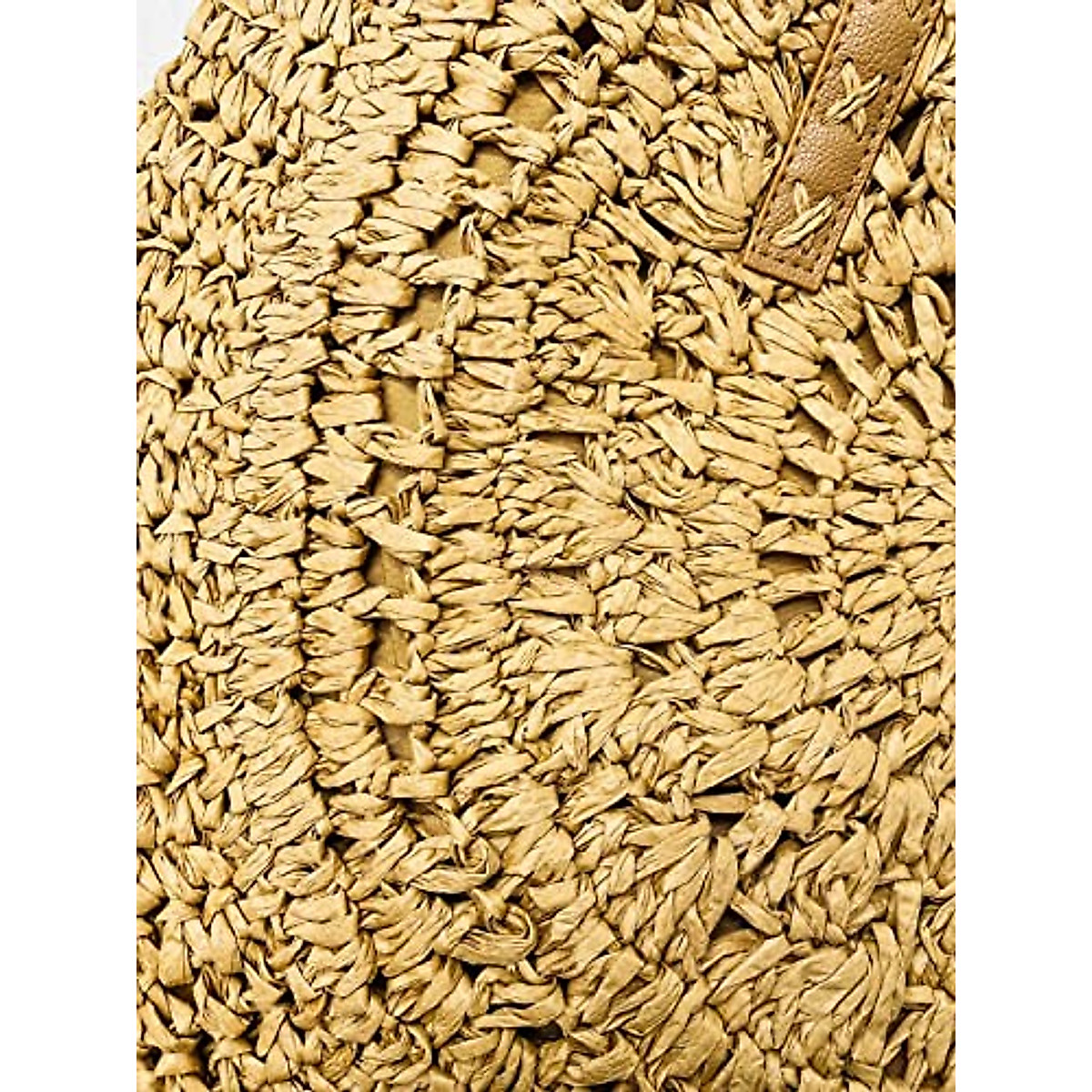 Seamido Straw Bag Handwoven Beach Bags Corn Straw Tote Woven Shoulder Bag For Women (Khaki, Pattern)