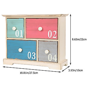 Zerodeko Cabinet Dresser Covered Makeup Organizer Makeup Vanity Desk Dresser Makeup Organizer Desk Storage Drawer Apothecary Cosmetic Holder Rustic Wood Storage Box Dressing Table