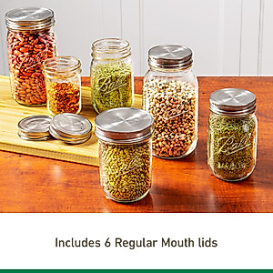 Ball Jar Stainless Steel One-Piece Mason Jar Lids, Regular Mouth, Silver