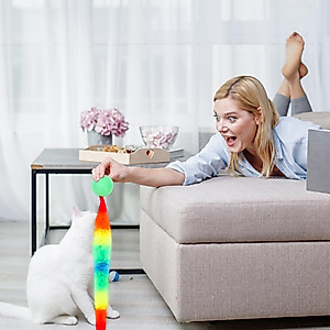 SUBANG 6 Pieces Bouncy Ball with Tail Cat Toys Magic Worm Toys Cat Toy Worm Bouncy Balls for Cats