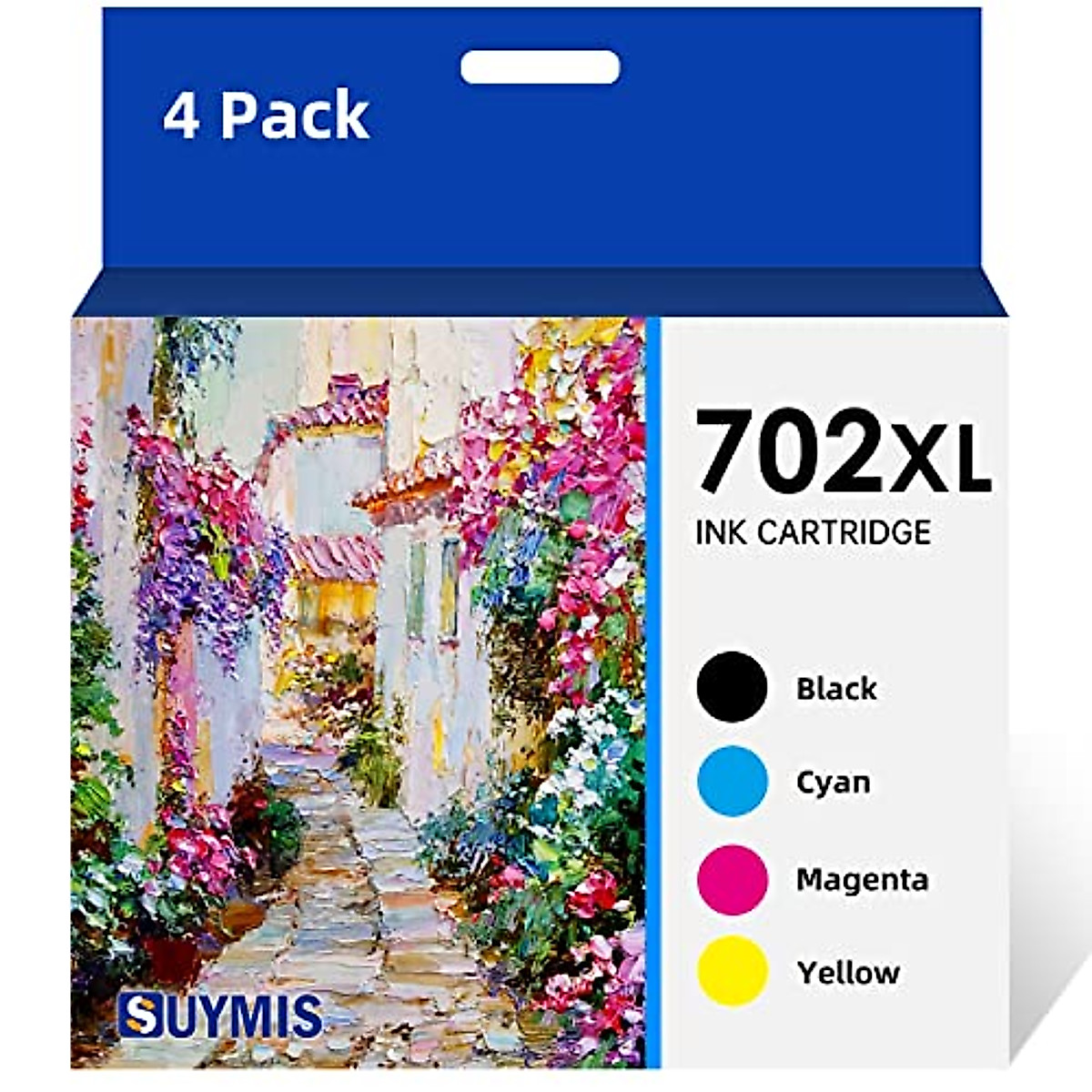 702XL 702 Ink Cartridges Combo Pack Compatible for Epson 702 702XL Ink Cartridges High Yield Compatible with Epson Workforce Pro WF-3720 WF-3730 WF-3733 Printer(1 Black 1 Cyan 1 Magenta 1 Yellow)