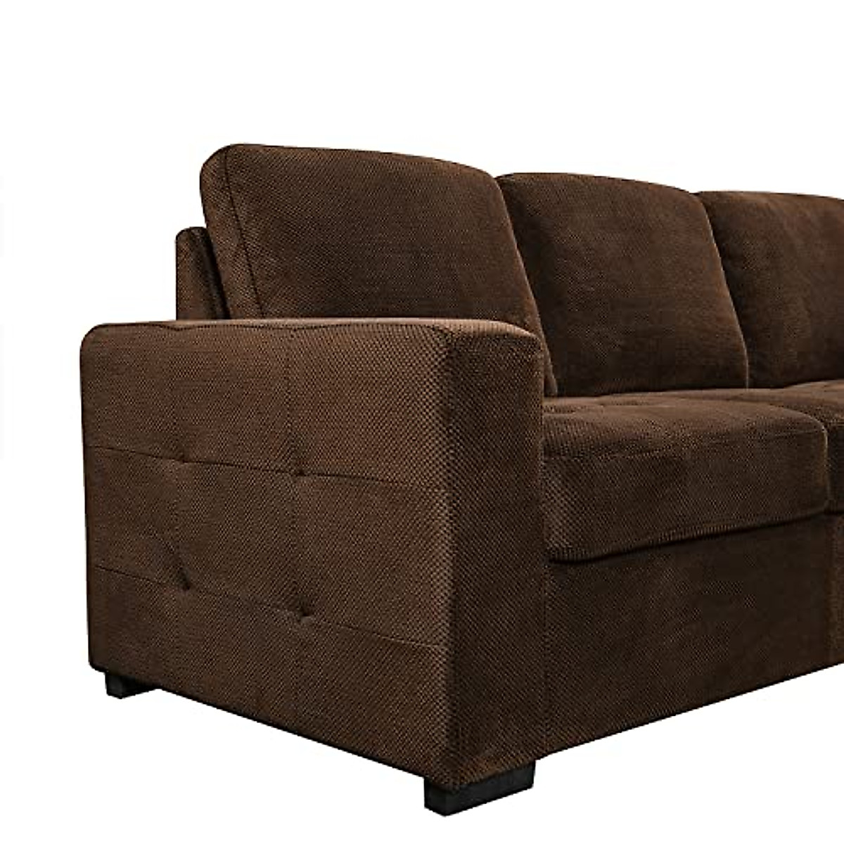 THSUPER Sectional Sleeper Sofa with Pull Out Bed, Oversized Sectional Couch with Storage Chaise U Shape Sleeper Sectional Sofa Bed for Living Room, Fabric Dark Brown