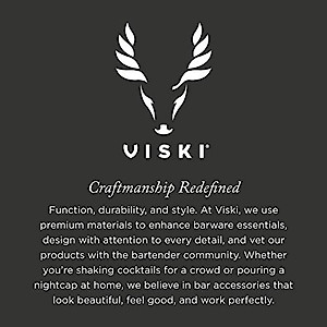 Viski Stainless Steel Bartender Set 4pcs Kit, Drink Mixers for Cocktails Gift Essentials: Mixing Glass, Hawthorne Strainer, Double Jigger and Barspoon, Silver