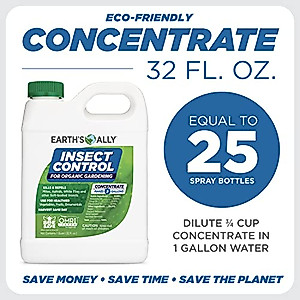 Earth's Ally Insect Control Concentrate for Plants | Safe Outdoor & Indoor Plant Insecticide, Spider Mite, Aphid & Mealybug Killer - for Organic Garden & Household Plants, 32oz Concentrate
