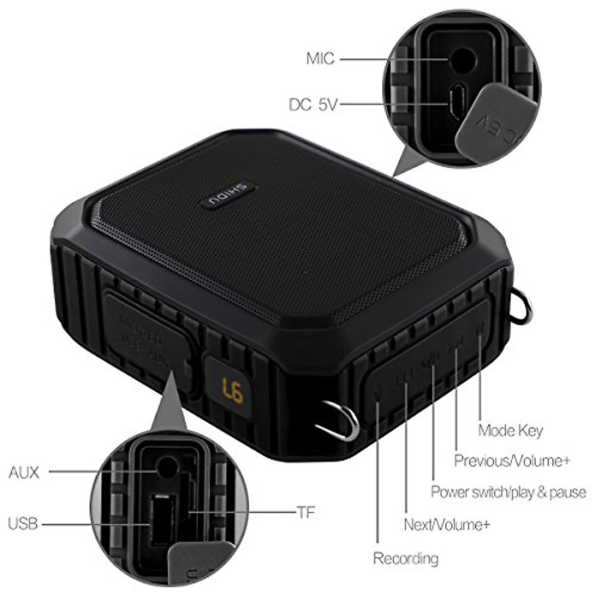 Bluetooth Voice Amplifier Wireless Mic, Waterproof Wireless Microphone and Speaker Set, 18W Personal Mic Headset for Speaking, Rechargeable Megaphone Portable Pa System for Teachers Black