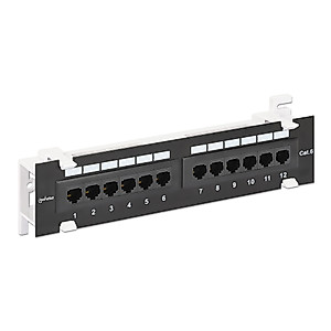 MANHATTAN 12-Port Network Patch Panel Cat-6 – 1U UL Listed - Wall Mount with 89D Bracket - Installer Grade 3µ Gold Plated Contacts - Lifetime Mfg Warranty 720779