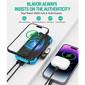 10,000mAh Solar Power Bank for Cell Phone Plus 20,000mAh Fast Charger for Emergency Use (Light Blue and Orange)