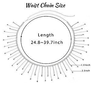 Tgirls Rhinestone Waist Chain Jewelry Sexy Silver Heart Belly Chains Layered Tassels Waist Body Chains Navel Button Ring Piercing Waist Chain Body Accessory for Women and Girls (Silver-tassel)