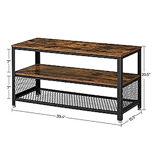 VASAGLE BRYCE TV Stand for TVs up to 43 Inches, Storage Console with Metal Shelf, Easy Assembly and Sturdy Design, Adjustable Feet, 39.4 x 15.7 x 20.3 Inches, Industrial, Rustic Brown ULTV40BX