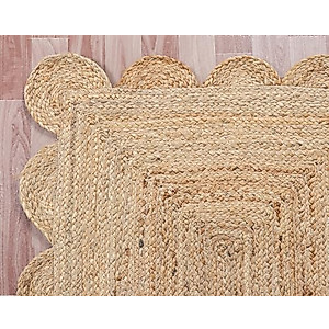 2x3, 2x4, 2x5, 2x6 Ft, Jute Rug - Natural Scalloped Rug, Bohemian Scalloped Rug, Scalloped Jute Rug, Natural Jute Rug, Jute Scallop Rug, Area Rug (2x5 Ft, Area Rug)