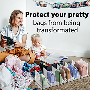 Adjustable Purse Organizer for Closet,Clear Shelf Dividers Sturdy Handbag Separators Organizer for women Humidity Control Crispers