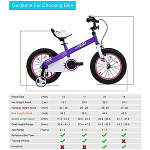 RoyalBaby Boys Girls Kids Bike 18 Inch Honey Bicycles with Kickstand Child Bicycle Purple