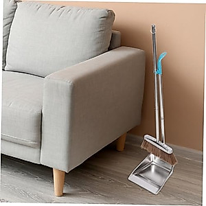 TOKIDNY 1 Set Stainless Steel Trash Shovel Trash Cleaning Wide Angle Broom Kitchen Dustpan Garbage Shovel Litter Shovel Stand up Modern Broom and Dustpan Sweeping Brush Floor Broom Silver