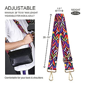 Wide Shoulder Strap Replacement Crossbody Bag Removable Guitar Style Multicolor Canvas Crossbody Strap for Handbags