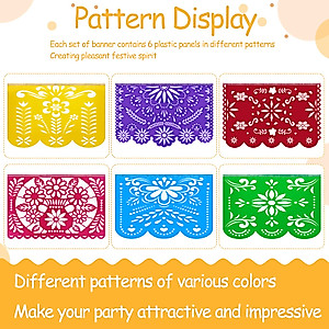 WILLBOND 74 Pieces Faux Marigold Flower Mexican Banners Mexican Party Decoration Plastic Papel Picado Banner Day of The Dead Decor for Mexican Party Papel Picado Fiesta (Orange)