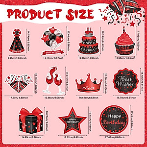 Funrous 30 Pieces Happy Birthday Hanging Swirl Decorations Birthday Party Ceiling Streamers Party Foil Swirls for Kids Women Men Birthday Party Decor Supplies (Red and Black)