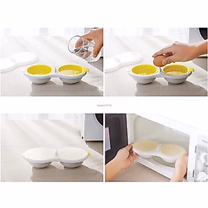 WWLUCKY Draining Egg Boiler for Microwave, Perfect Double Egg Poacher, Silicone Egg Boiler Cups, Double Egg Cups for Boiled Eggs, Draining Egg Boiler Set, Kitchen Cooking Gadget Tools, Blue