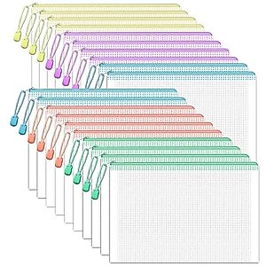CHIF HAUTH 20pcs Mesh Zipper Pouch Bags, Waterproof Zipper Bags in A4 Size, Ideal for Organizing Office Supplies, Cosmetics, Stationery, and Board Games Storage